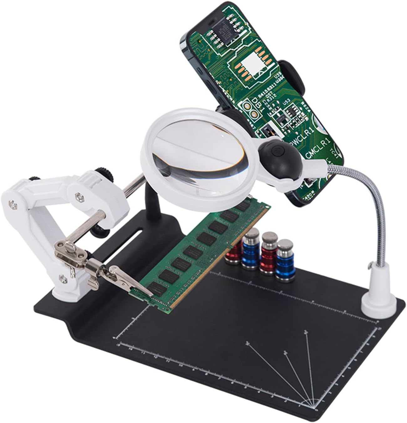 Amazon.com: Desktop Welding-Magnifying Glass 2 Light Auxiliary-Clip ...