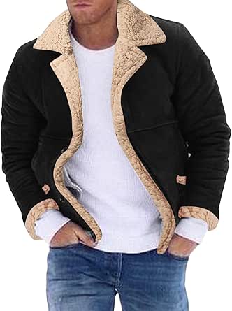 WOSJKDJ Shearling Coat Men Sheepskin Leather Jackets Shearling Fur ...