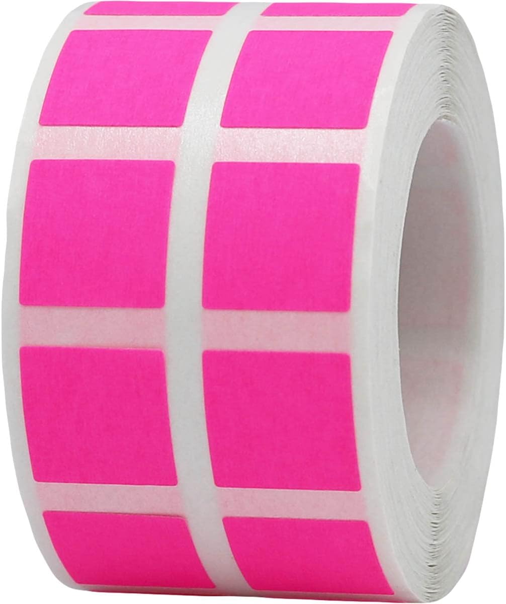Amazon.com: Fluorescent Pink 1/2" Inch Square Adhesive Labels 1,000 ...