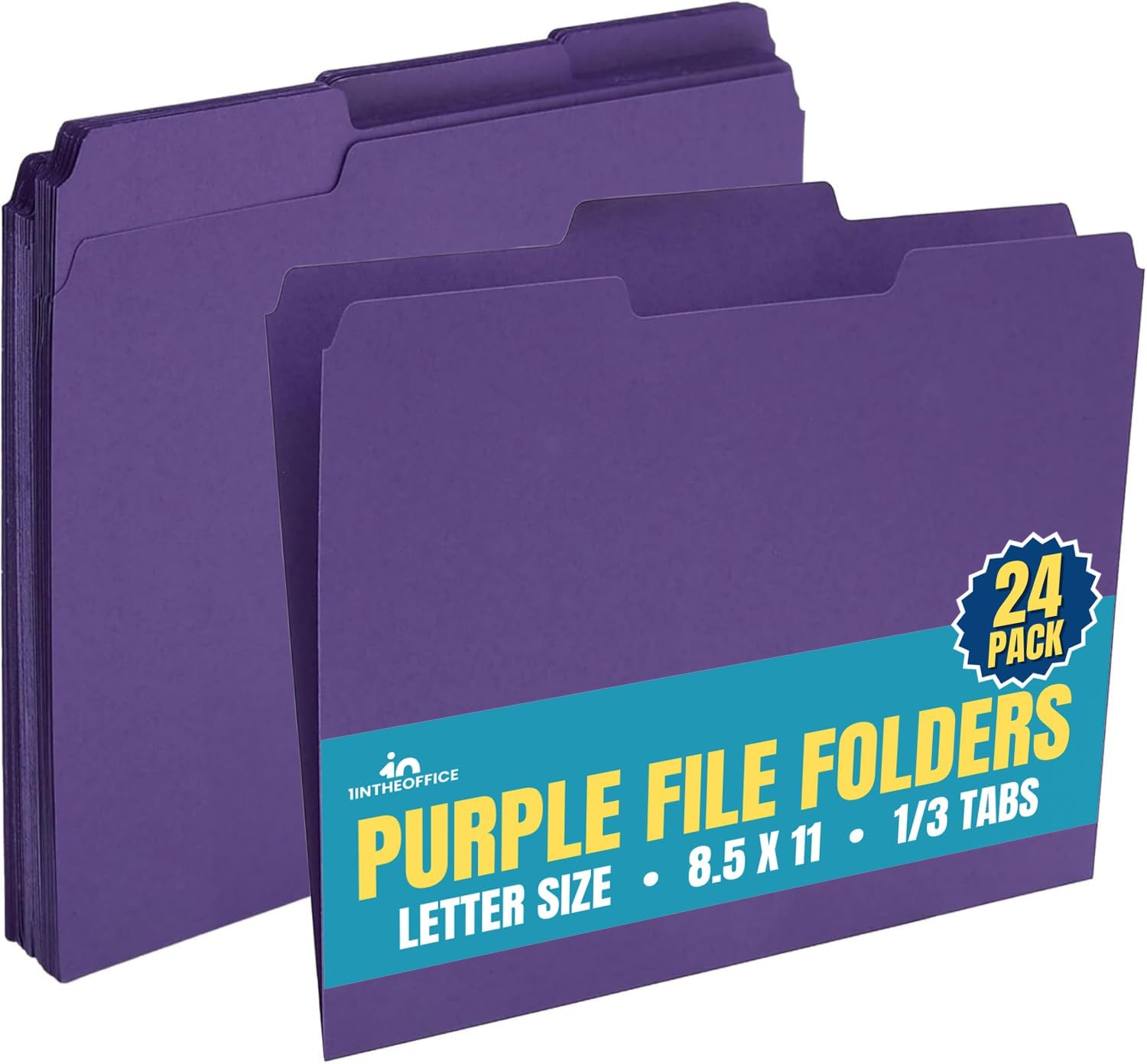 Amazon.com : 1InTheOffice Purple File Folders Top-Tab File Folders, 3 ...