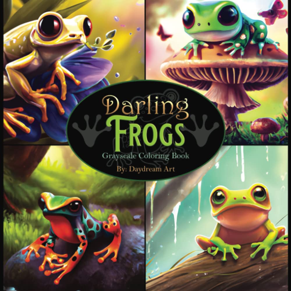 Amazon.com: Darling Frogs Grayscale Coloring Book: 35 Fantastically ...