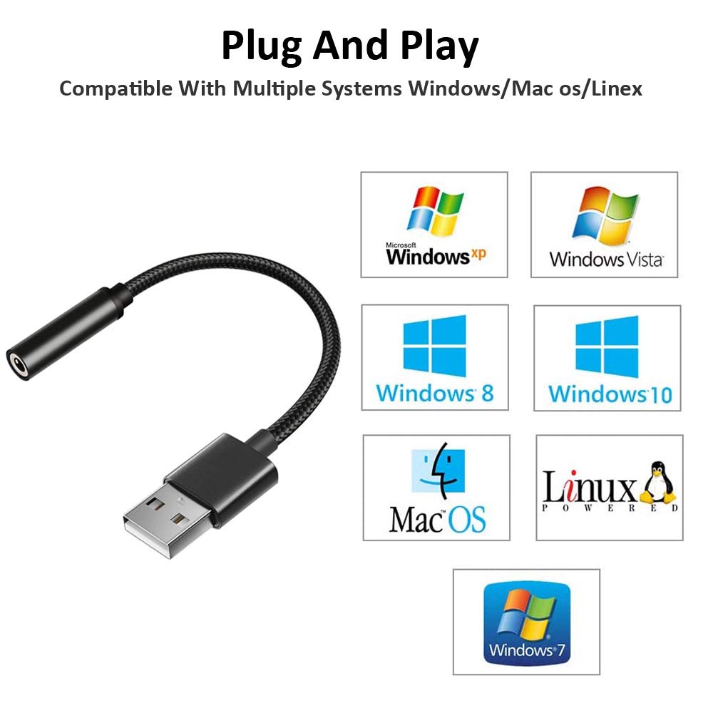 Buy USB to 3.5mm Jack Audio Adapter, TRRS 4-Pole Mic-Supported USB to ...