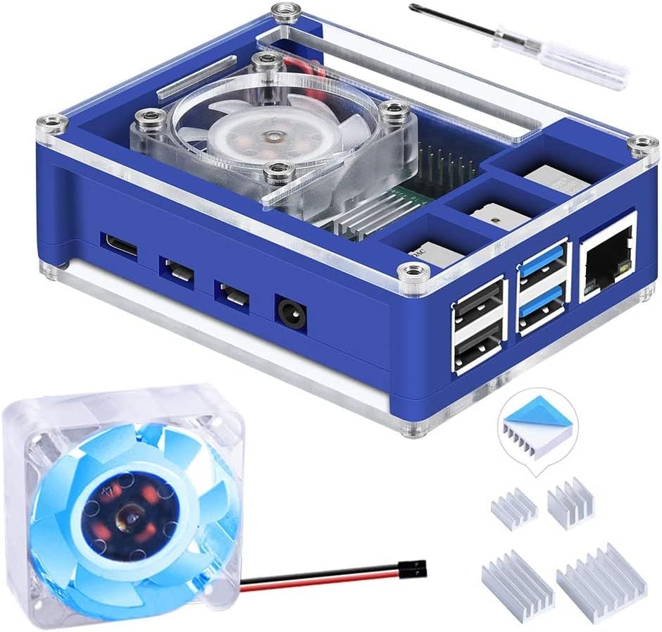 Amazon.in: Buy IDUINO Raspberry Pi 4 Case, Raspberry Pi 4 Case with Fan 40X40X10mm (Blue ...