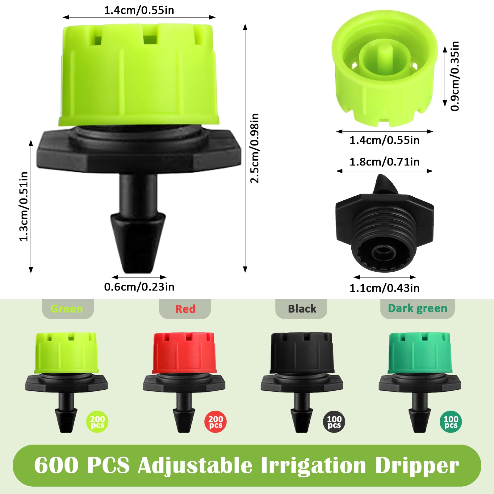 Snapklik.com : Yaocom 600 Pcs Sprinkler Irrigation Drippers, 1/4 Inch Barbed Drip Emitter, 360 ...