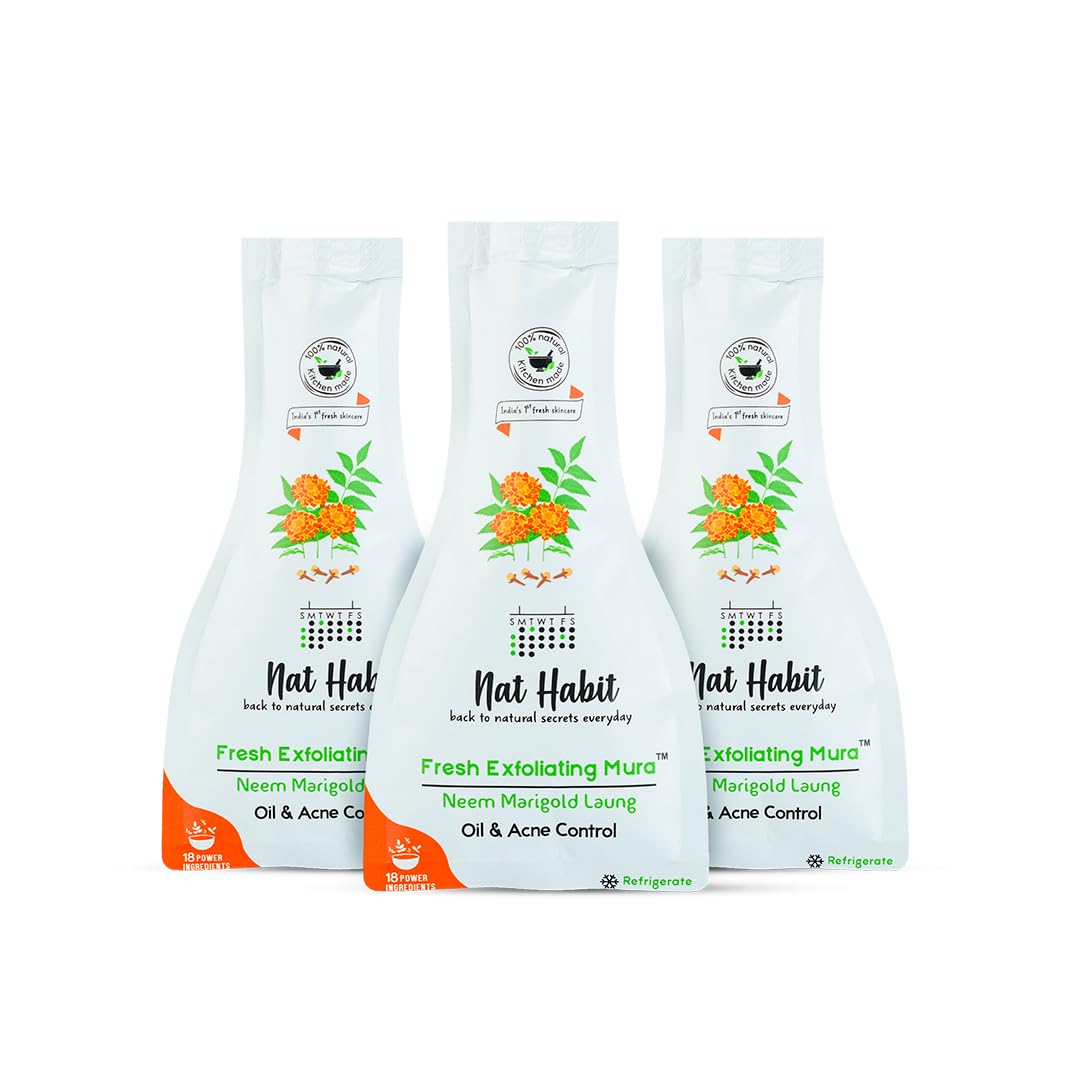 Buy Nat Habit Face Scrub, Neem-Marigold-Laung Exfoliating Mura For Oil ...
