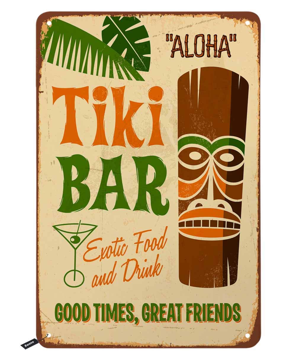 Amazon.com: Swono Tiki Bar Tin Signs,Aloha Hawaii Good Times Great ...