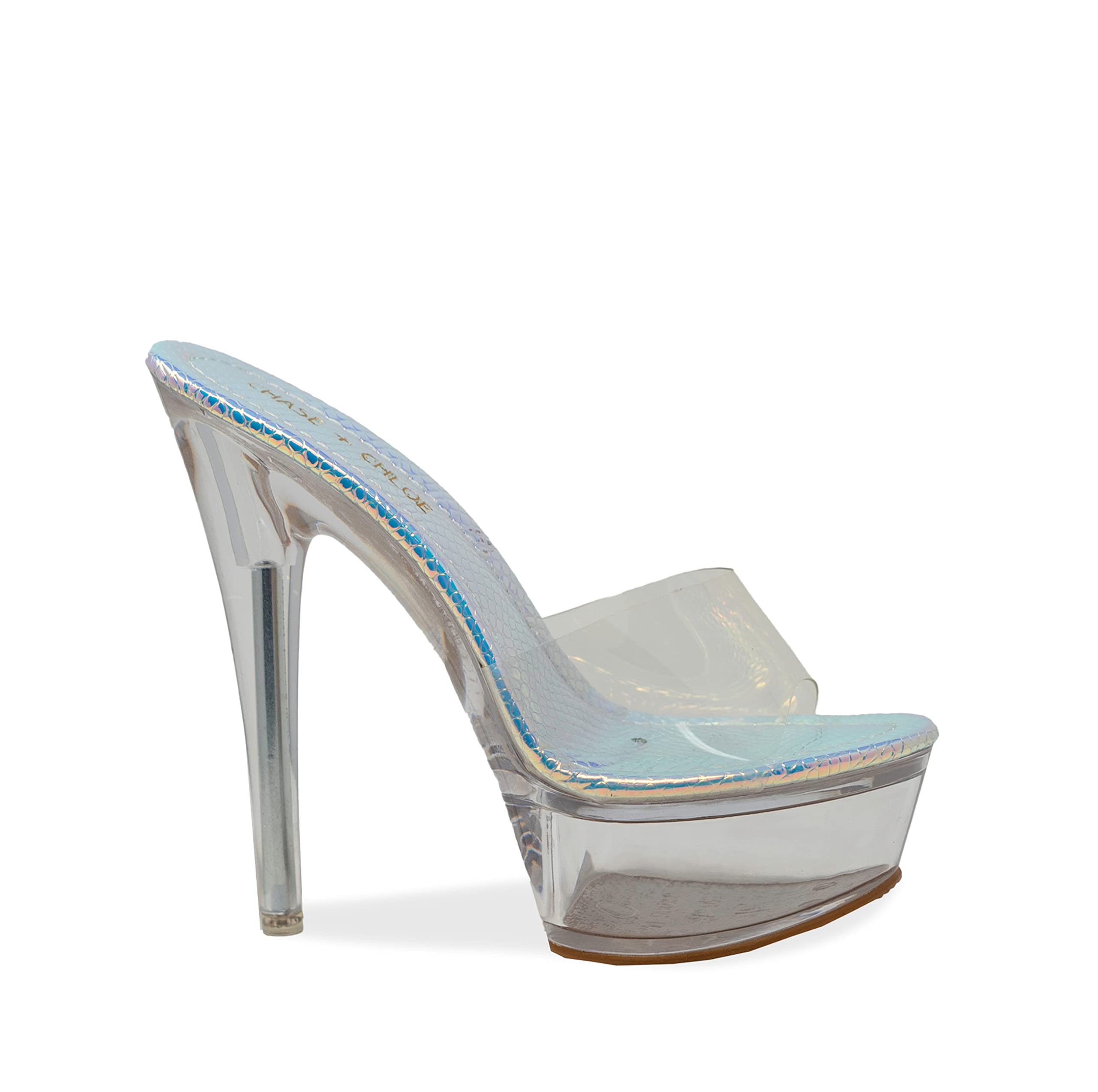 Amazon.com | Chase & Chloe Women's Clear Slip On Platform Lucite Heel ...