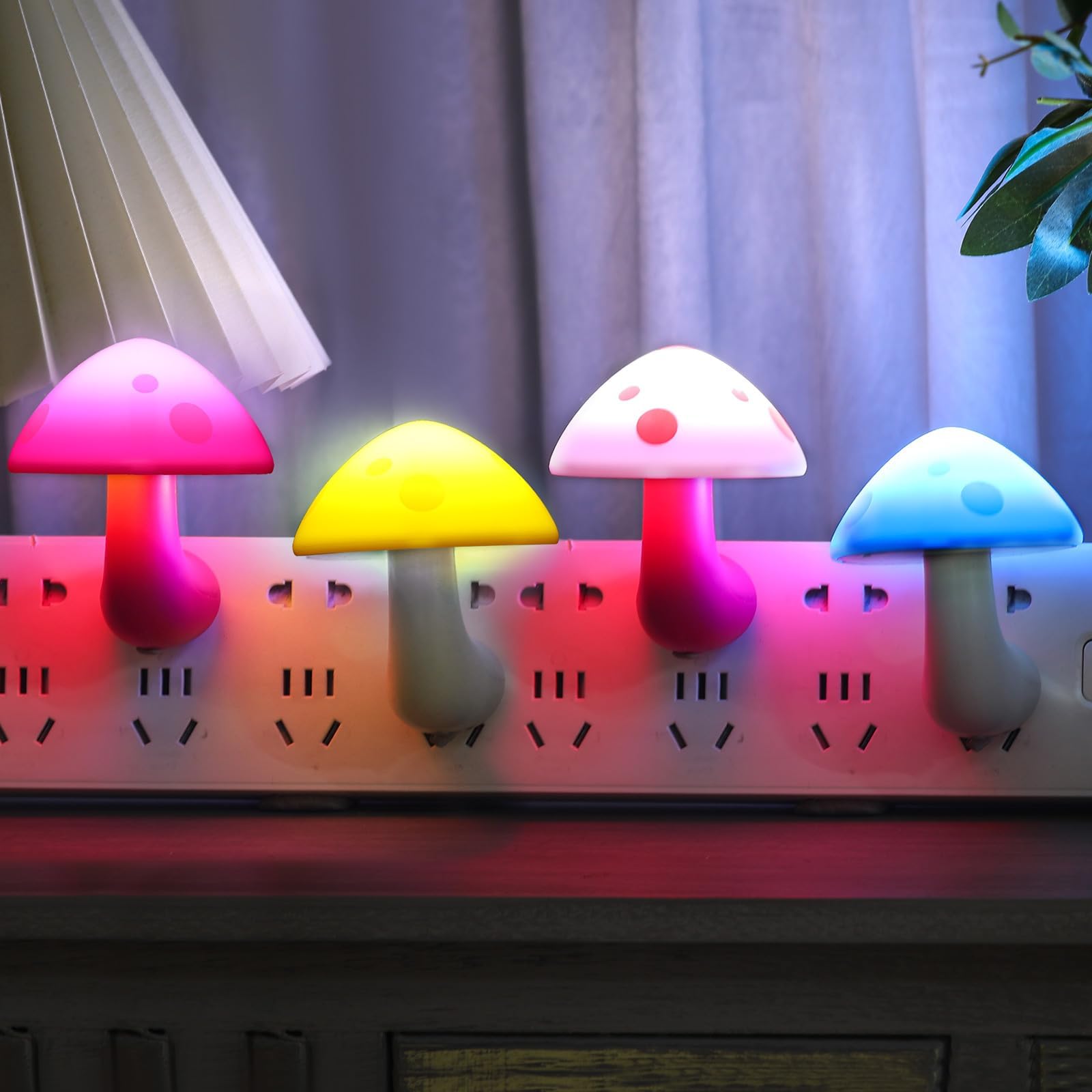 AUSAYE Sensor LED Night Light Plug in Lamp Mushroom Night Light 7-Color ...