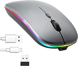 Wireless Mouse for Laptop, 2.4GHz USB Silent Mice with LED Light, 800 ...