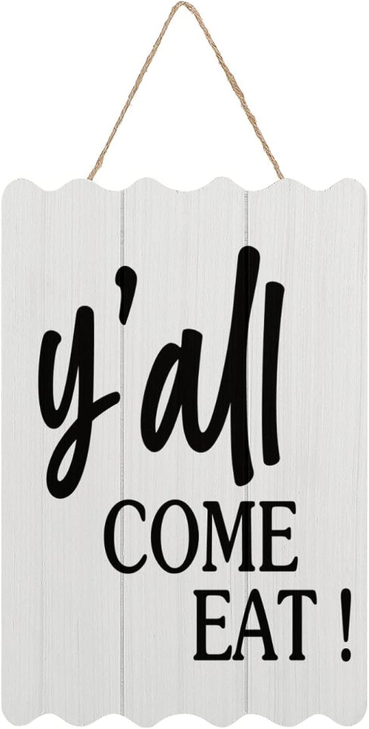 Amazon.com: Wood Plaque Y'all Come Eat Farmhouse Style Funny Quotes ...