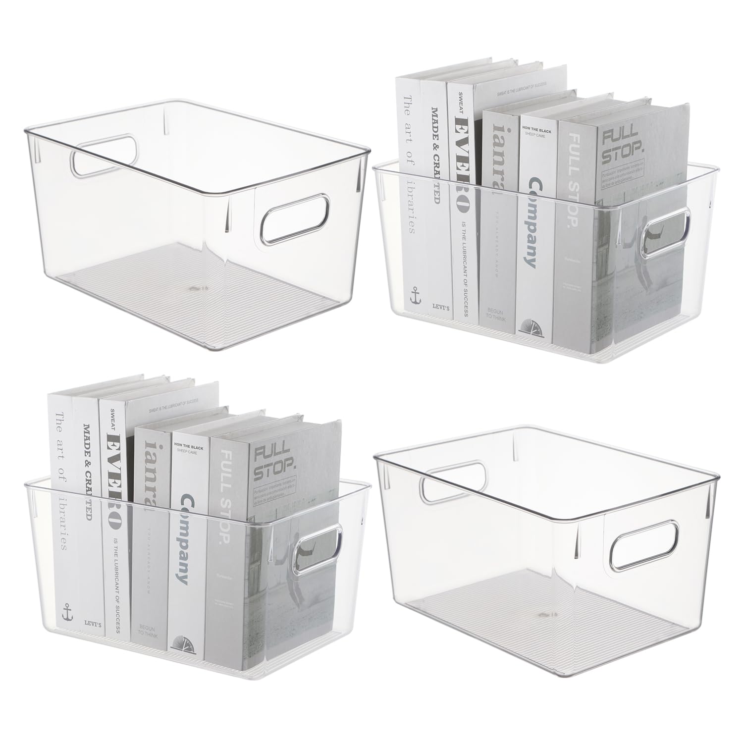 4 Clear Plastic Storage Bins Acrylic Organizers, Pantry Organization ...