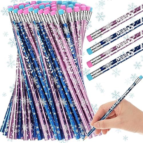 Amazon.com : Ireer Snowflake Pencils Bulk Christmas Winter Pencils for ...