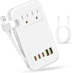 Amazon.com: Power Strip with USB C, 65W Portable PowerPort Strip PD ...