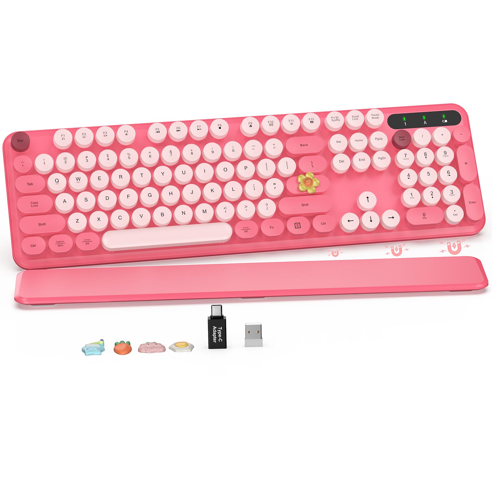 Amazon.com: Wireless Keyboard, Round Keycaps, Retro Typewriter Keyboard ...