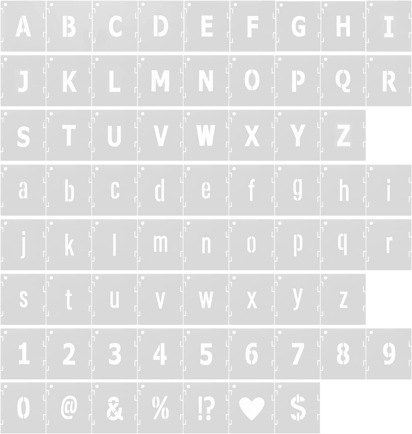 68pcs Letter Number Stencils 1 Inch, Reusable Plastic Letter Stencils ...
