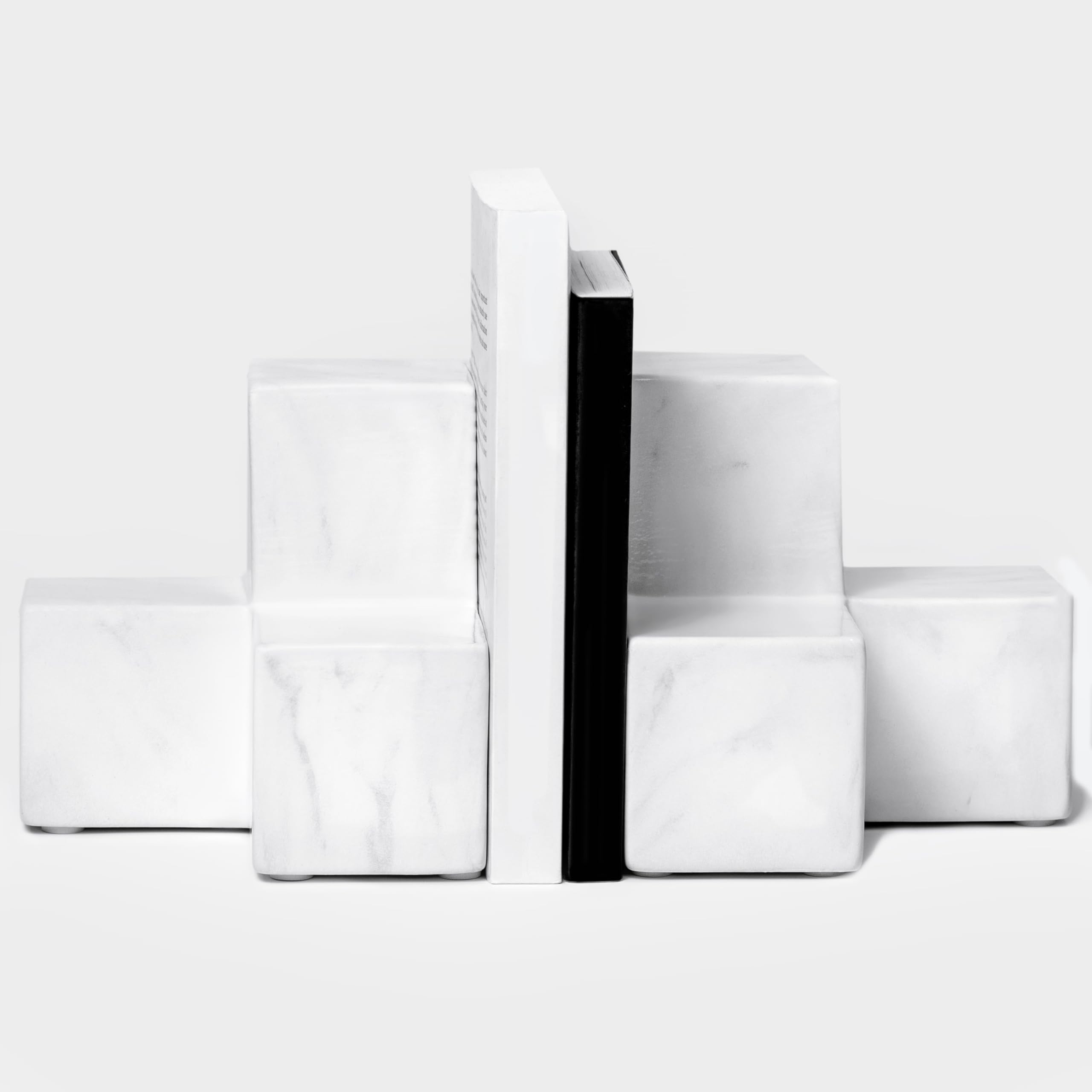 Amazon.com: Marble Pattern Style White Ceramic Bookends, Decorative ...