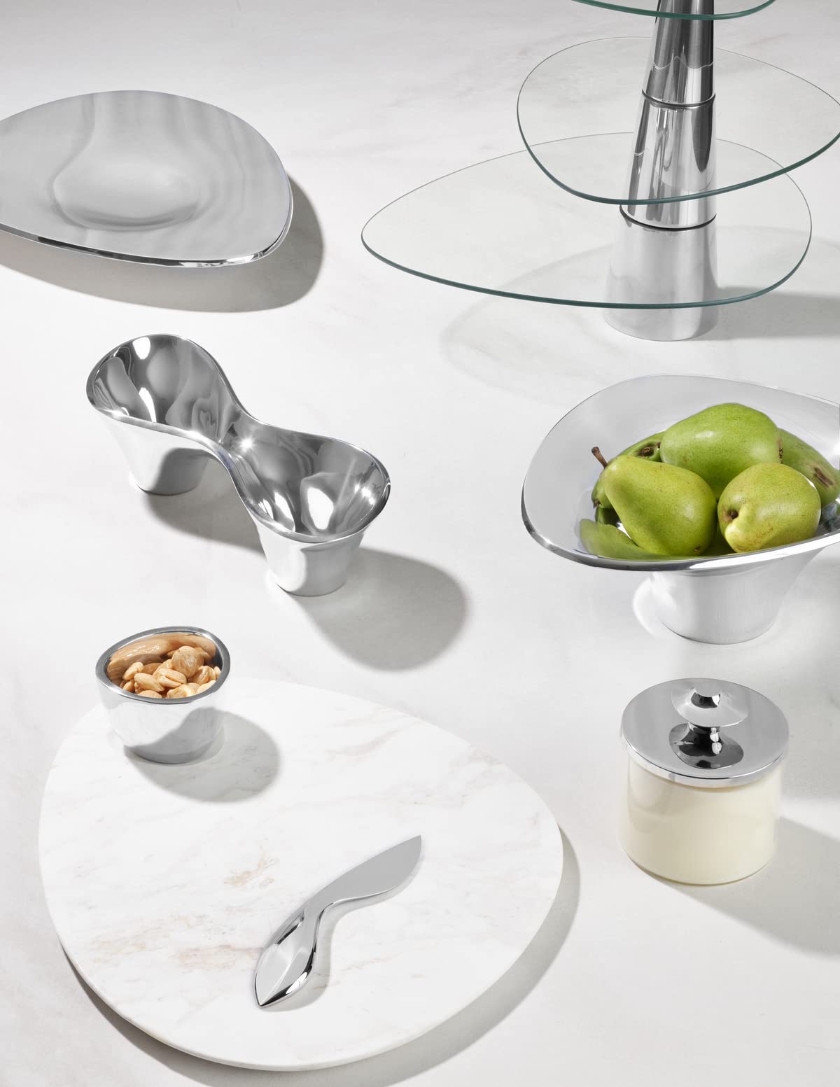 nambe Cortina 3-Tiered Server | Glass Cupcake Stand | Tiered Dessert ...