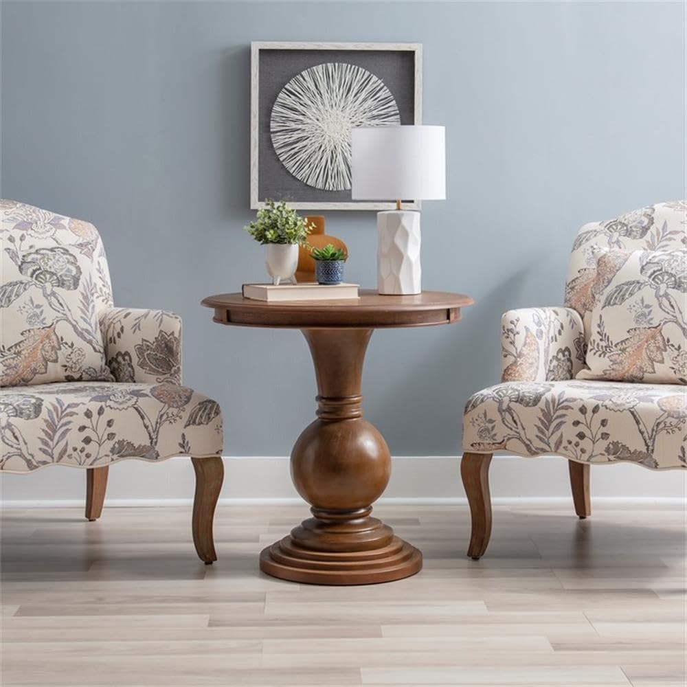 Amazon.com: Powell Furniture Linon Aspen Round Wood Accent Table in ...