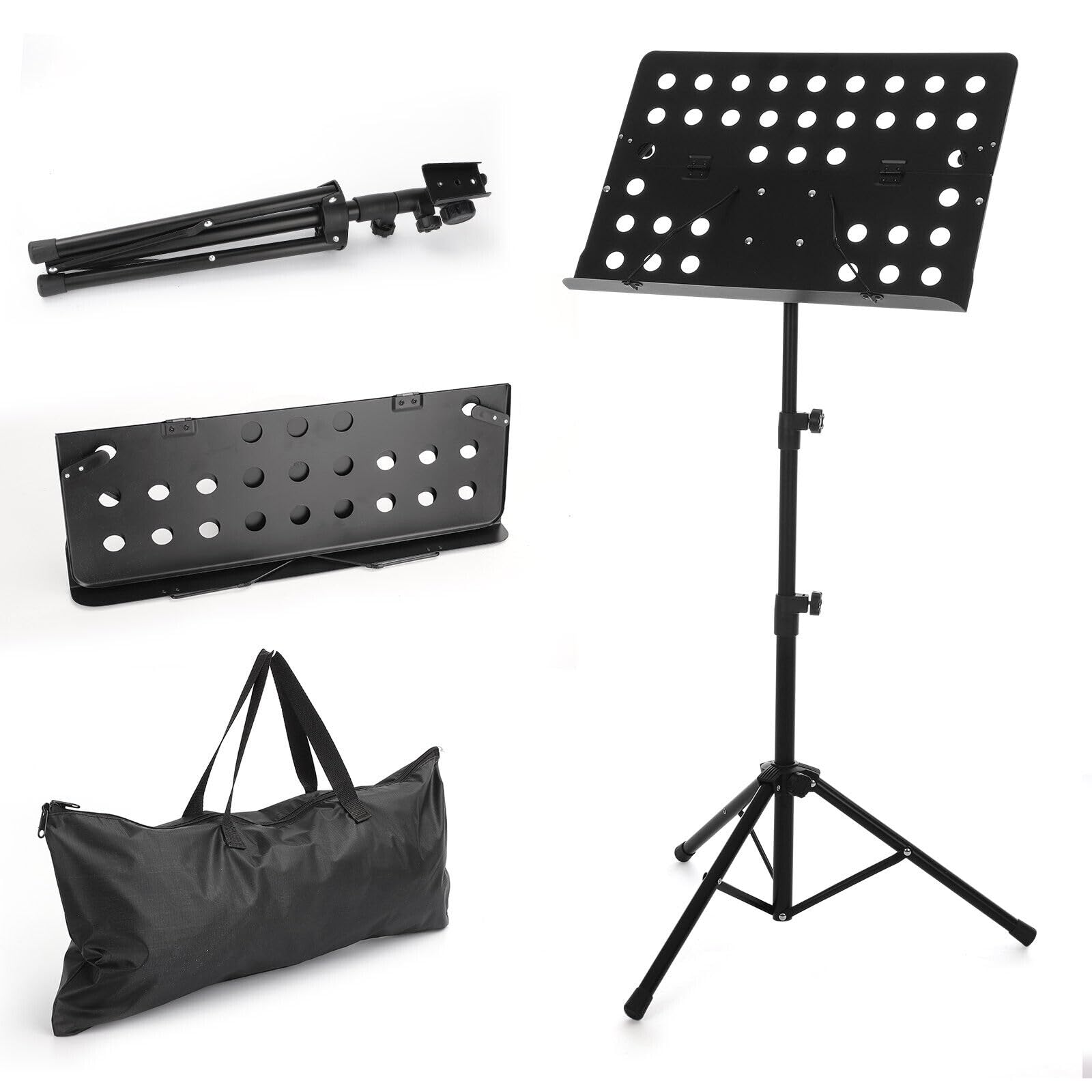 Holdfiturn Music Sheet Stand Portable Heavy Duty Folding Music Stand ...