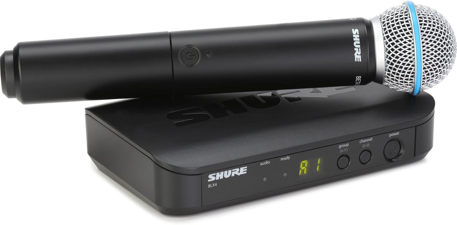 Shure Sistema de microfone sem fio BLX24/B58 com microfone vocal portátil BETA 58A : Amazon.com ...