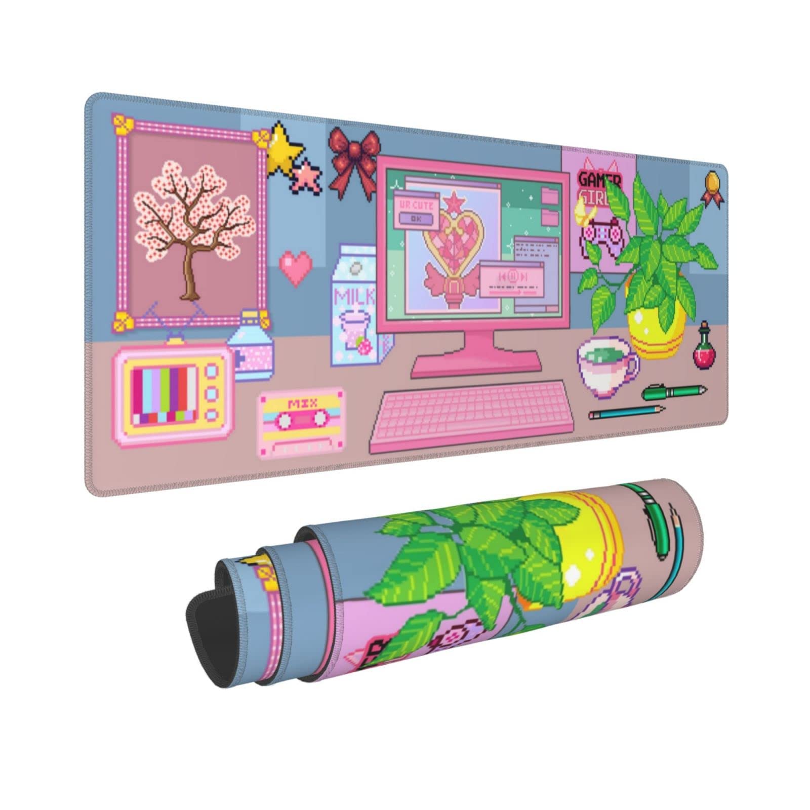 Amazon.com: Pixel Pink Computer Mouse Pad Extended XL Gaming Mice Pad ...