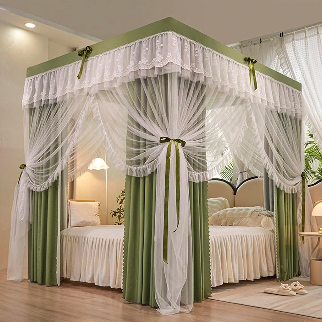 Amazon.com: SCMTYWCQ 4 Corners Post Solid Color Bed Canopy Curtain ...