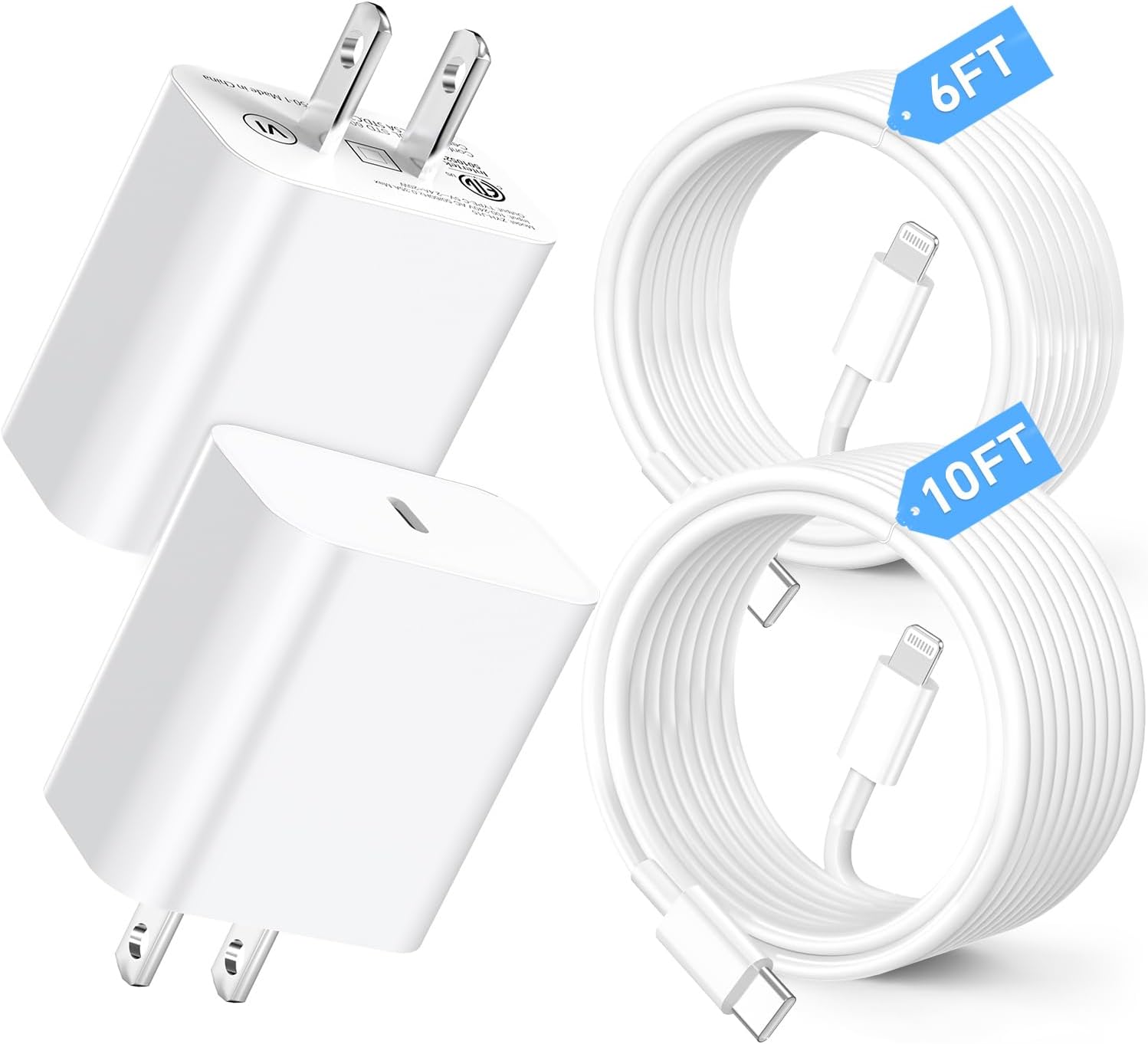 Amazon.com: Compatible with iPhone Charger 6/10Ft Fast Charging 2Pack ...