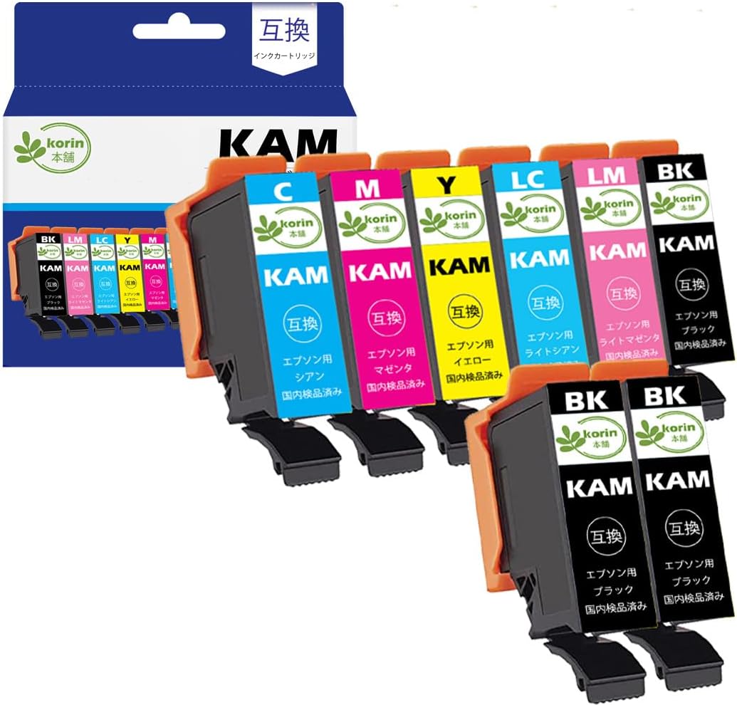 Amazon.co.jp: 【korin本舗】KAM インクカートリッジ エプソン用 インク KAM-6CL KAM-6CL-L カメ 6色セット(KAM-BK-L KAM-C-L KAM-M ...