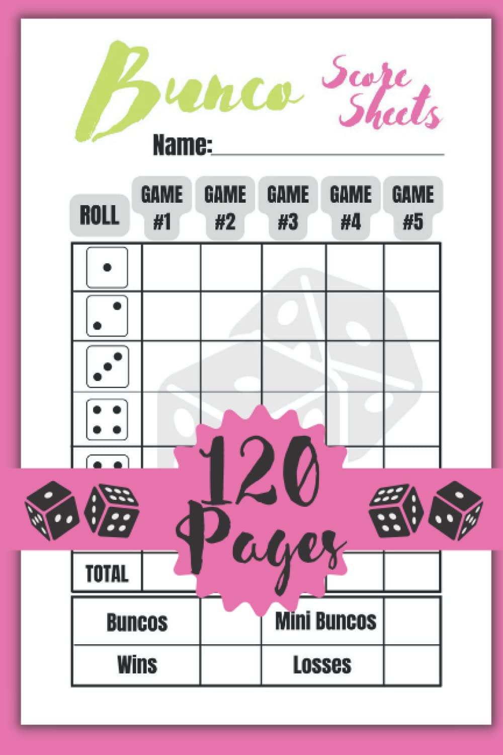 Bunco Score Pads 120 Bunco Score Sheets Large Print With Size ...