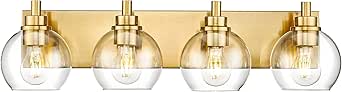 METWET Bathroom Light Fixtures, 4 Light Brushed Gold Vanity Light, 26 Inch Modern Wall Sconces ...