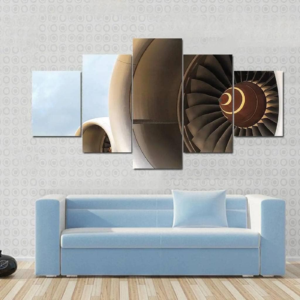 Amazon.com: 5 Panel Airplane Engine Jet Canvas Wall Art Painting for ...