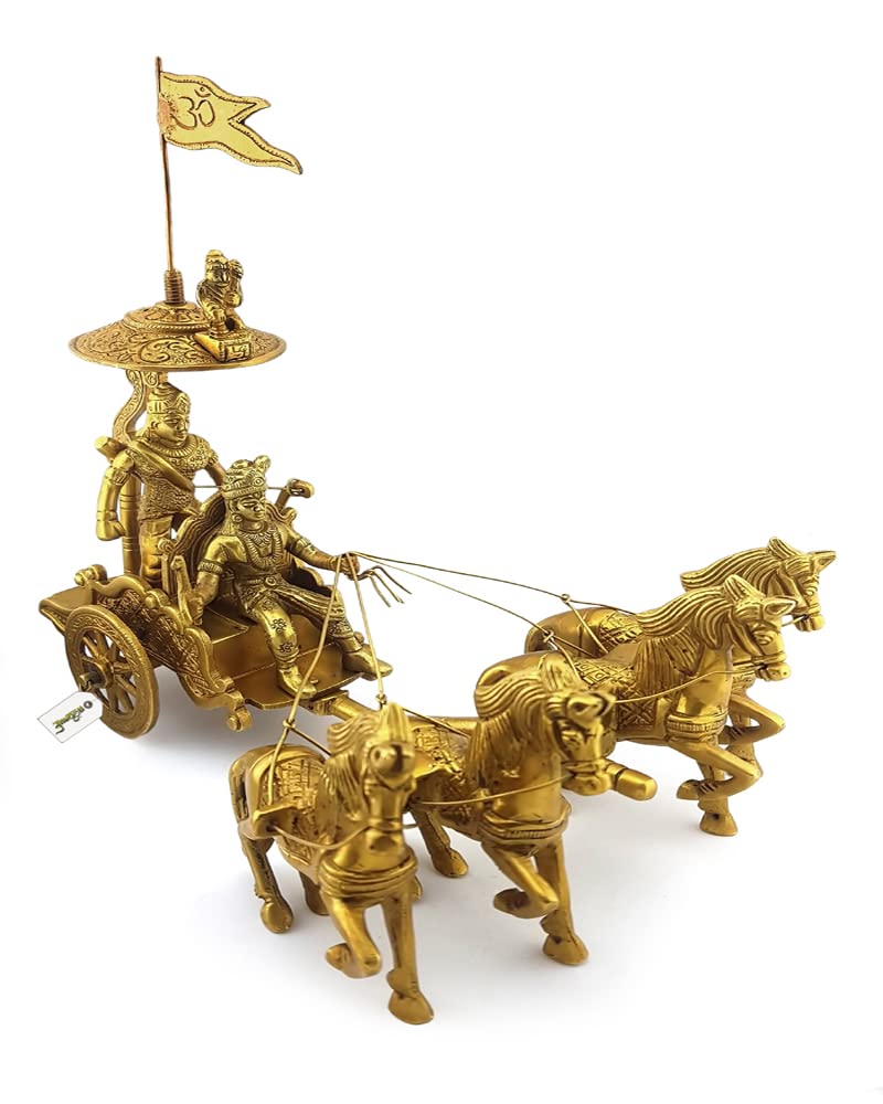 Buy ANUKRITI Brass Krishna Arjuna Rath Showpiece | Mahabharat Krishna ...
