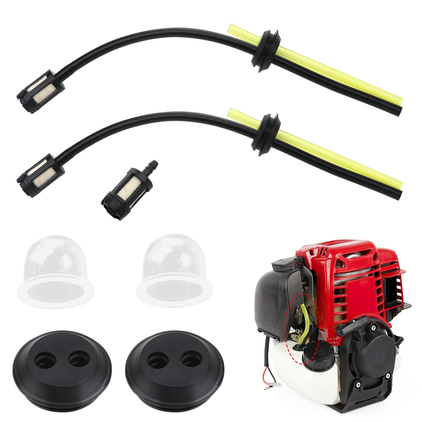 7PCS Universal Strimmer Fuel Pipe Kit for Grass Trimmers, Fuel line for ...