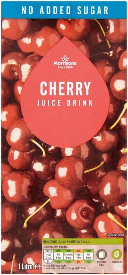 Morrisons No Added Sugar Cherry Juice Drink, 1 Litre : Amazon.co.uk ...