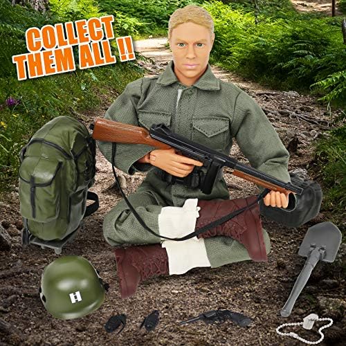 Click N' Play WWII Allies Army Infantry 12” Action Figure Plat Set with ...