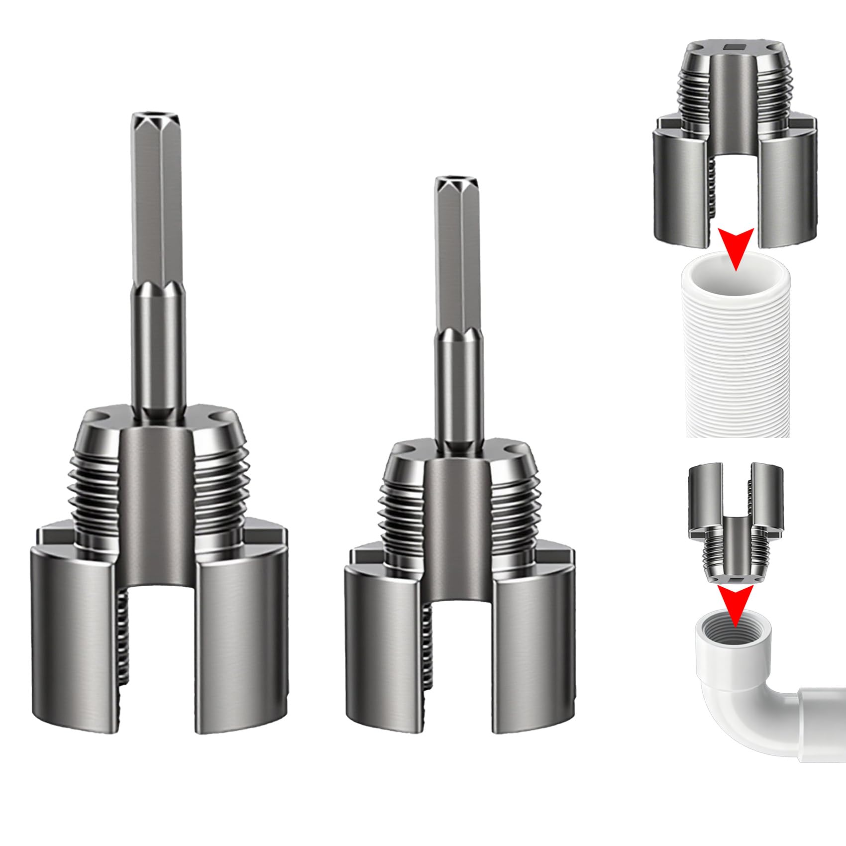 Snapklik.com : 2PCS PVC Pipe Threader Tool Set, 1/2" & 3/4" Internal ...