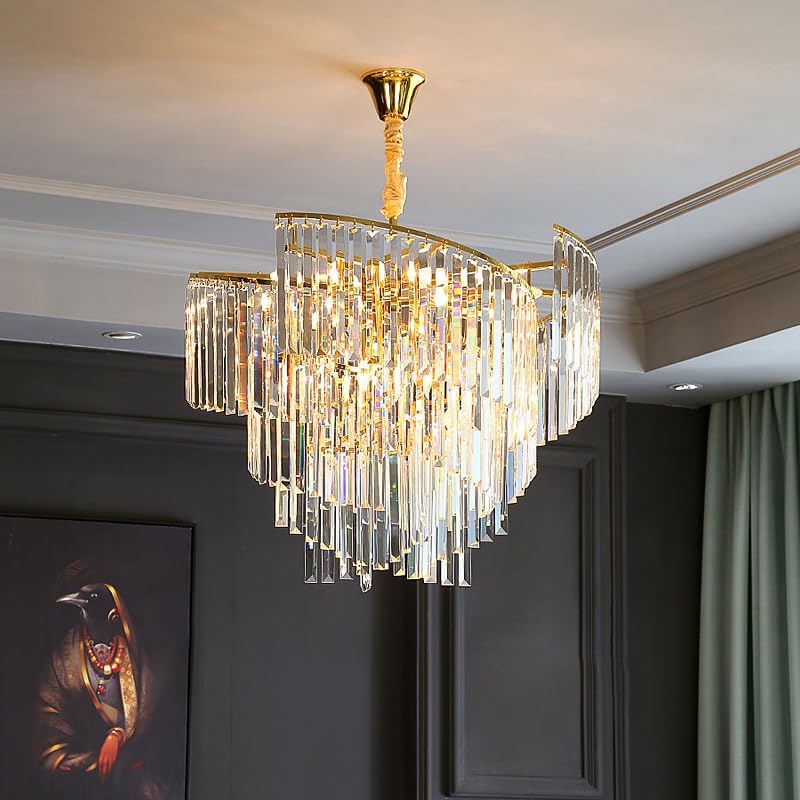 Buy CITRA 600MM Gold Crystal Chandelier Ceiling Lights Hanging - Warm ...