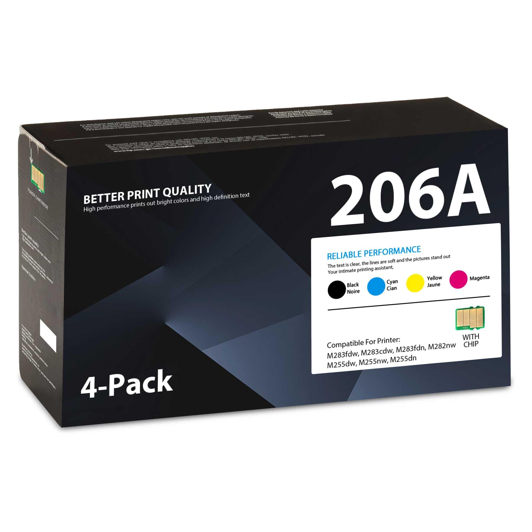 Amazon.com: 206A Toner Cartridges 4 Pack Set (with Chip) Replacement ...