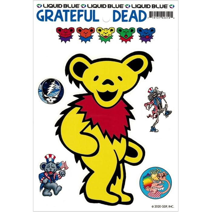 Buy Liquid Blue Grateful Dead Yellow Dancing Bear - Bumper Sticker ...