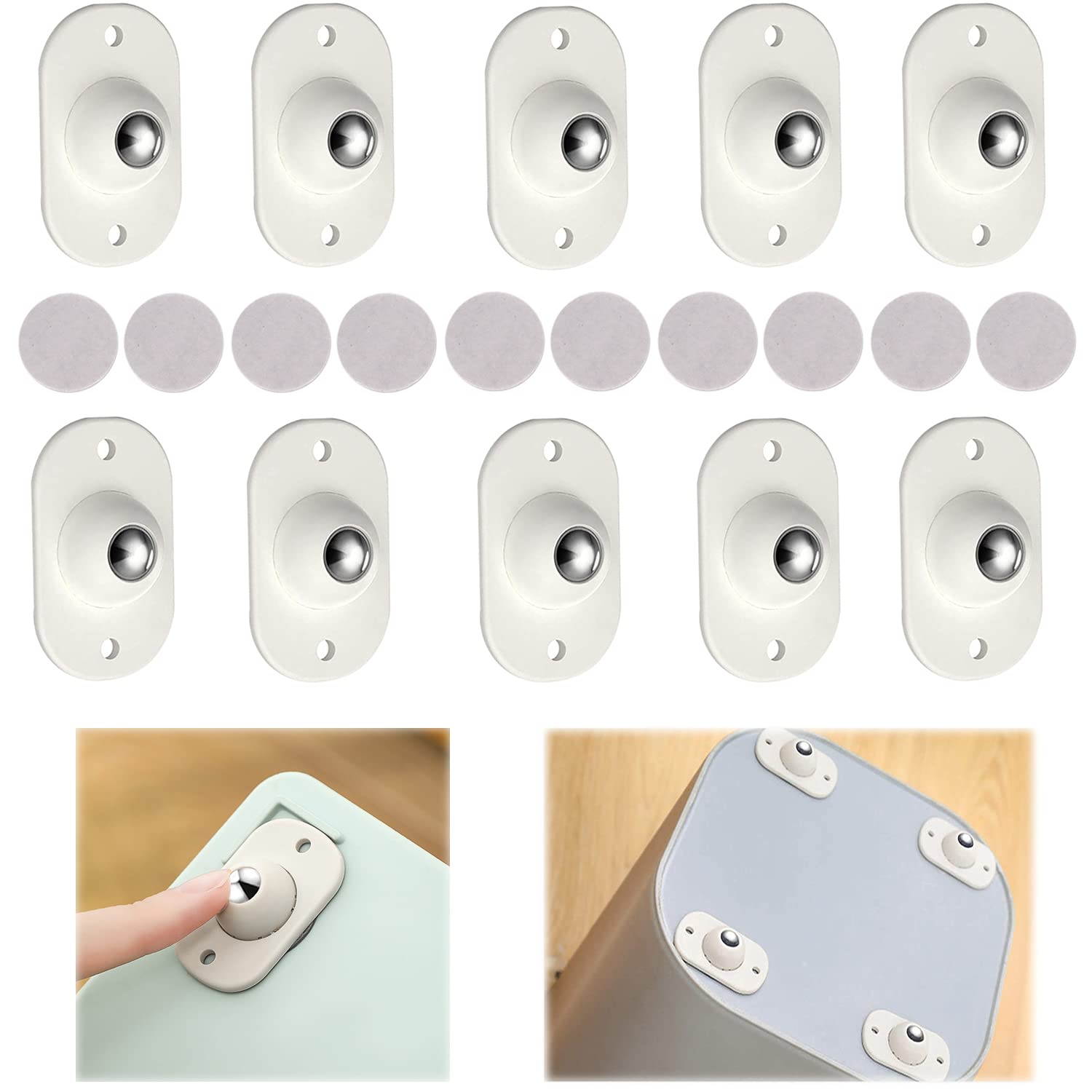 Buy Self-Adhesive Wheels 10 Pcs Carton Wheel Plastic Caster Built-in ...