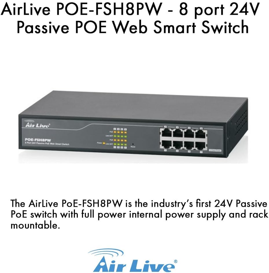 AirLive POE-FSH8PW Black Network Switch – (Networks Switches IEEE 802.3 ...