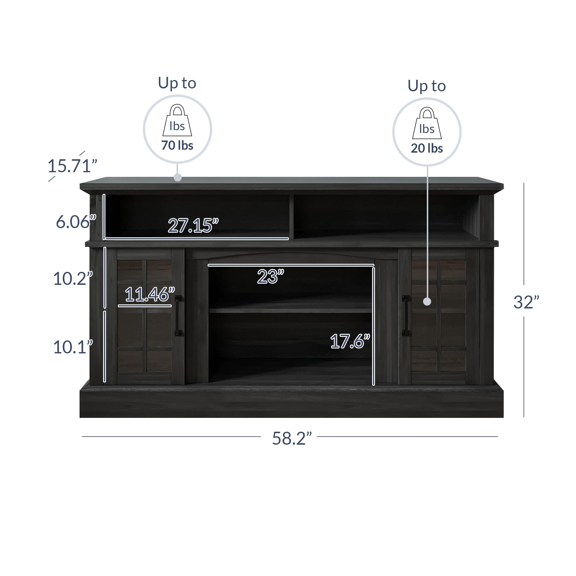 Snapklik.com : BELLEZE 58 Inch TV Stand, Rustic Wood Entertainment Center For TVs Up To 65 ...