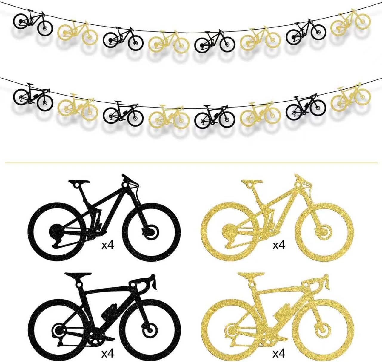 Amazon.com: Zelivana Bicycle Party Banner, Black and Gold Double-Sided ...