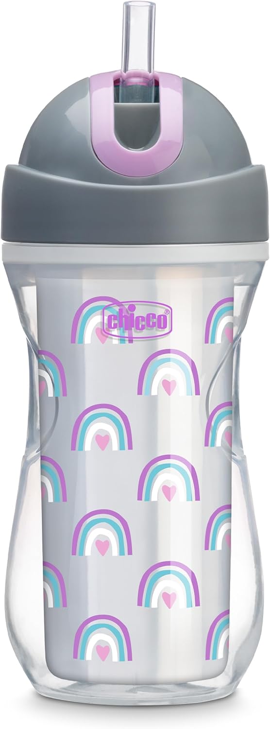 Amazon.com : Chicco Flip-Top Straw Cup 9oz | Insulated Toddler Sippy ...