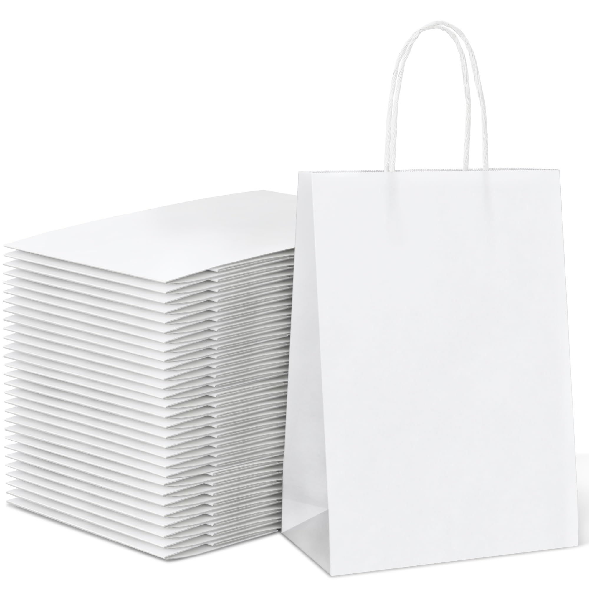 30 Pcs White Paper Bags with Twist Handles, 120 GSM Kraft Small White ...