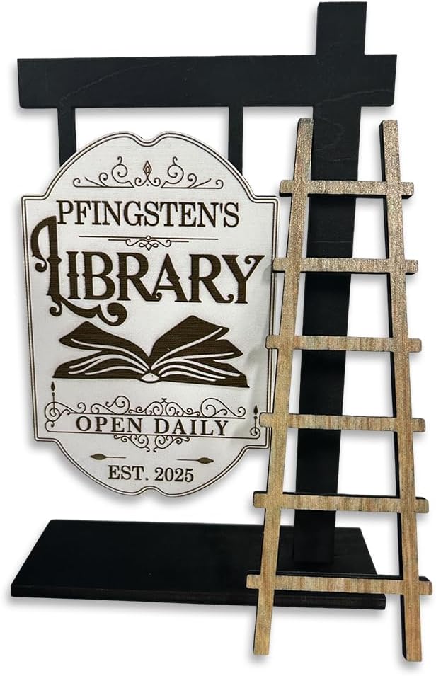 Amazon.com: Personalized Library Bookshelf Sign Decor - Mini wooden ...