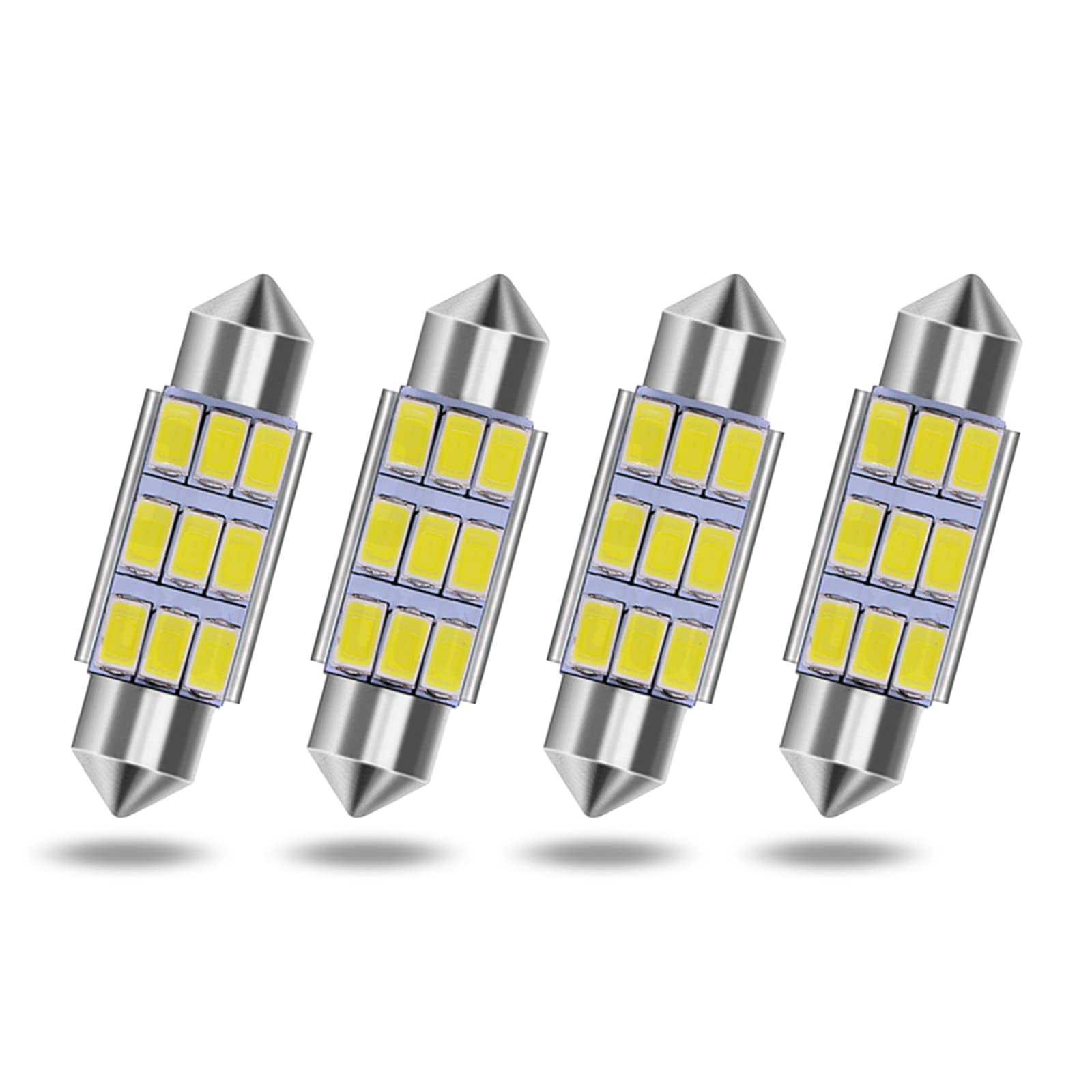 Amazon.com: cueclue Pack-4 41mm Car LED Bulbs, 6000K Pure White ...