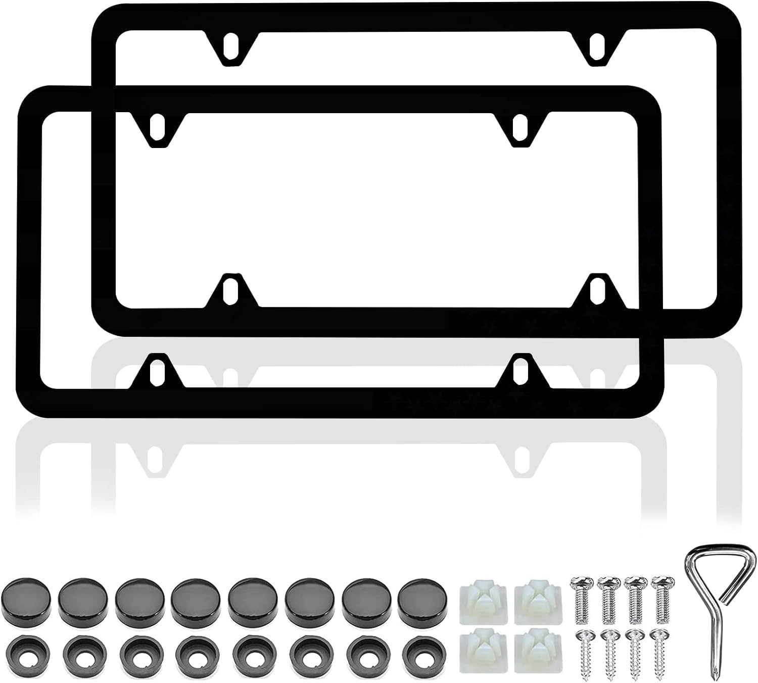 Matte Black License Plate Frames - 2 Pack License Plate Cover, AOMZKOL ...