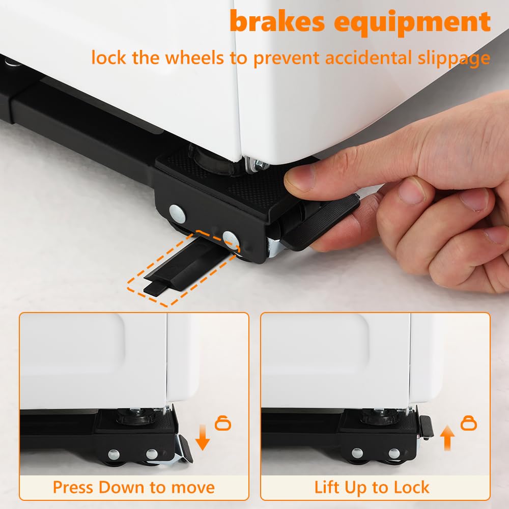 SMONTER Heavy Duty Appliance Rollers W/Crowbar, Extendable Washing ...