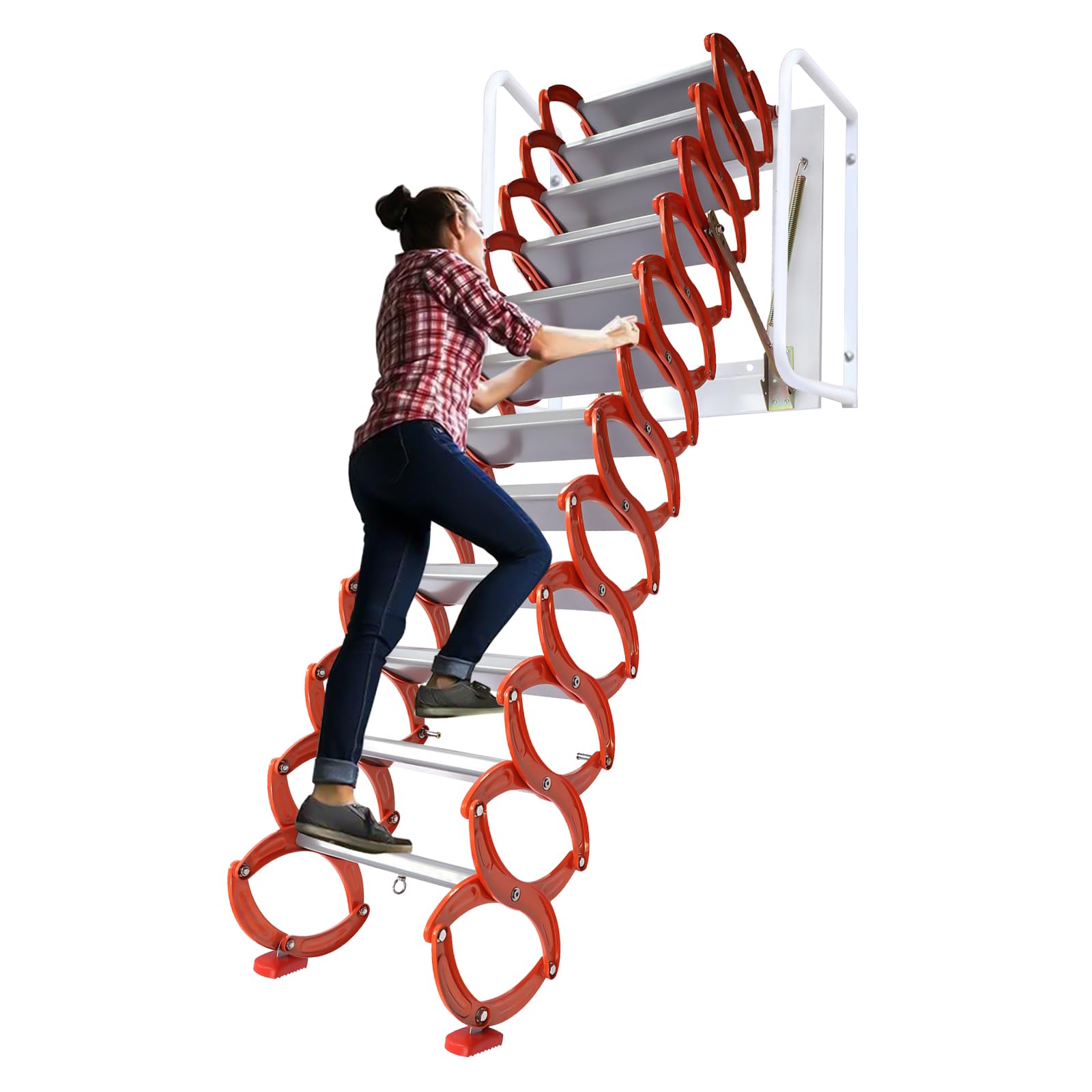 RustyVioum 12 Steps Wall-Mounted Attic Ladder Folding Wall Mounted ...